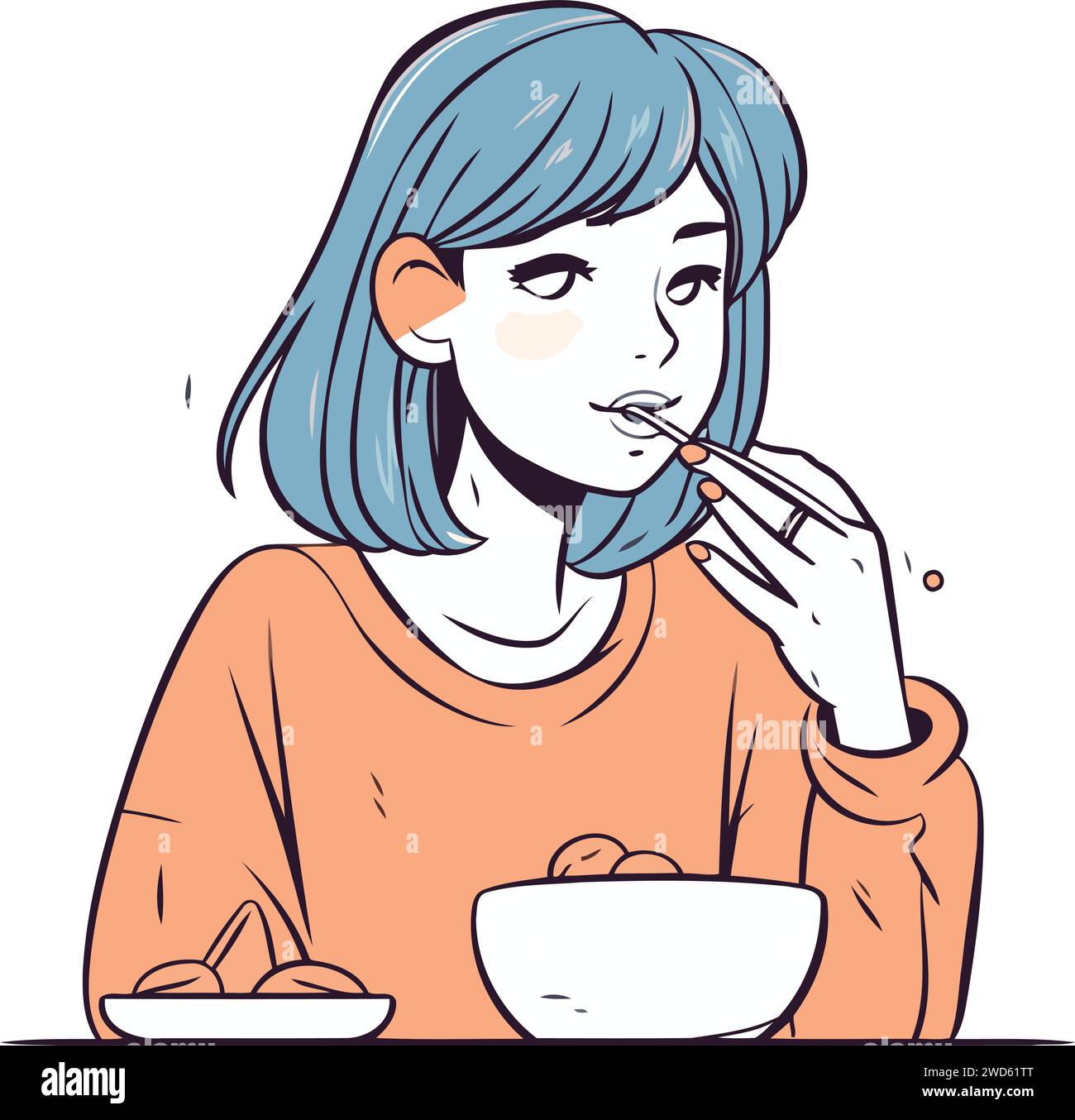 Woman soup eating Stock Vector Images - Alamy