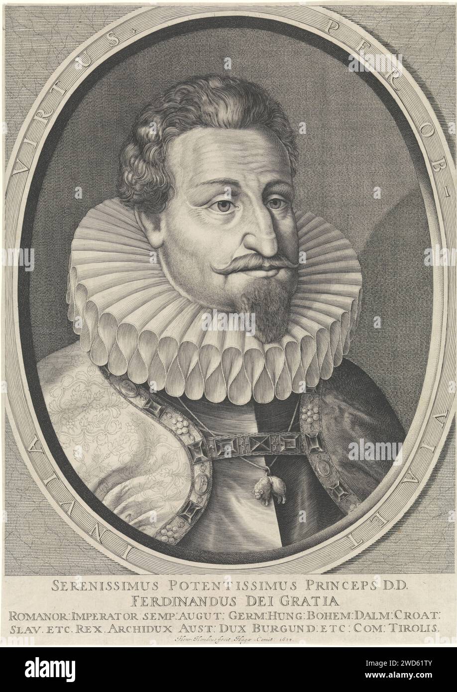 Portrait of Ferdinand I of Habsburg, German Keizer, Hendrick Hondius (I ...