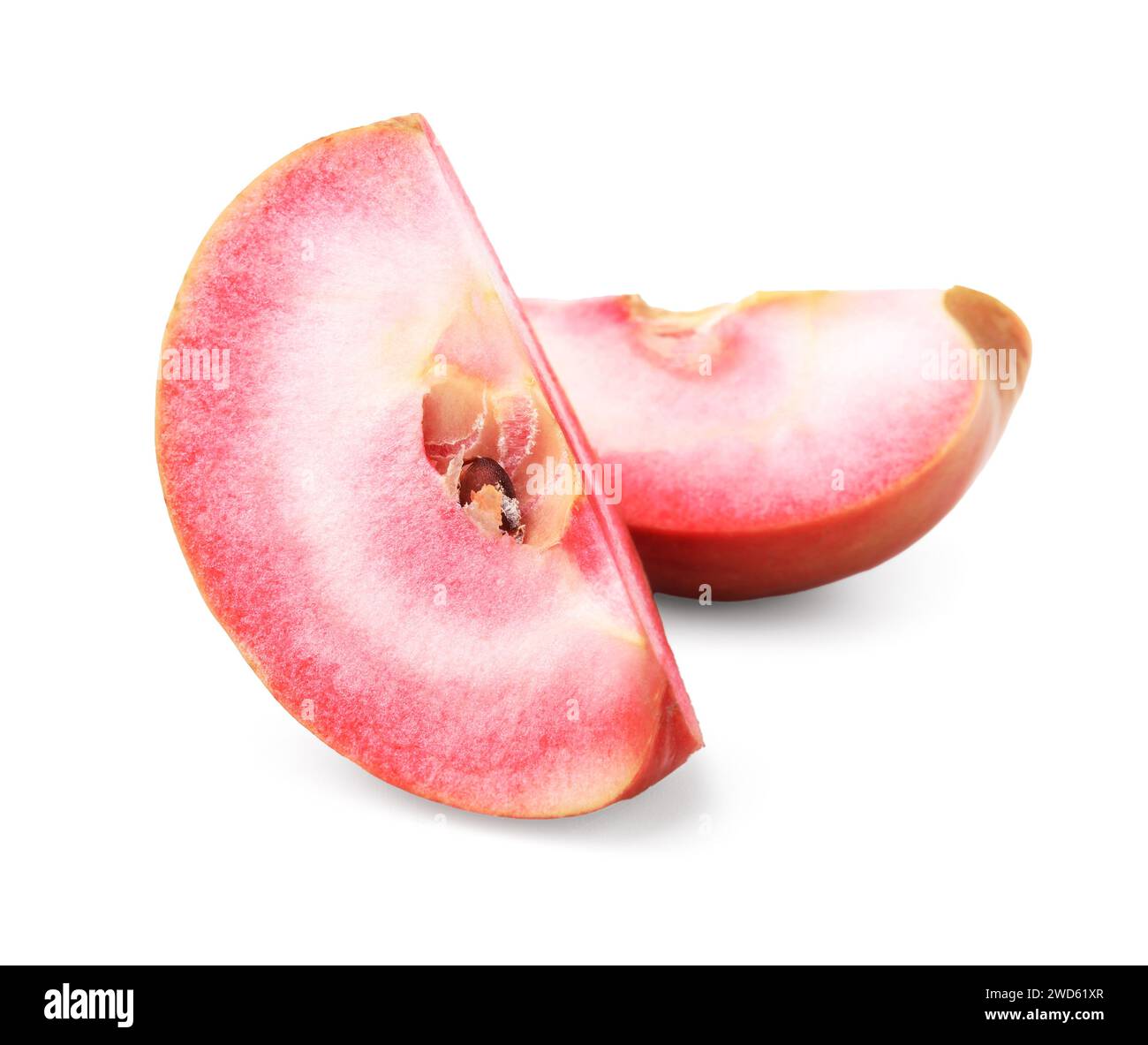 Slices of tasty apple with red pulp isolated on white Stock Photo - Alamy