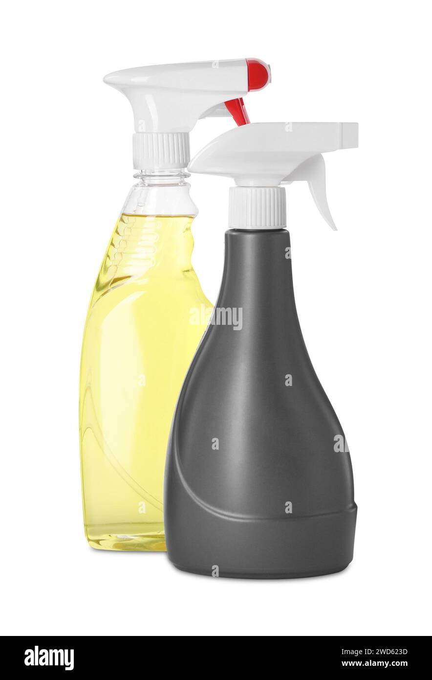 Two plastic spray bottles isolated on white Stock Photo - Alamy