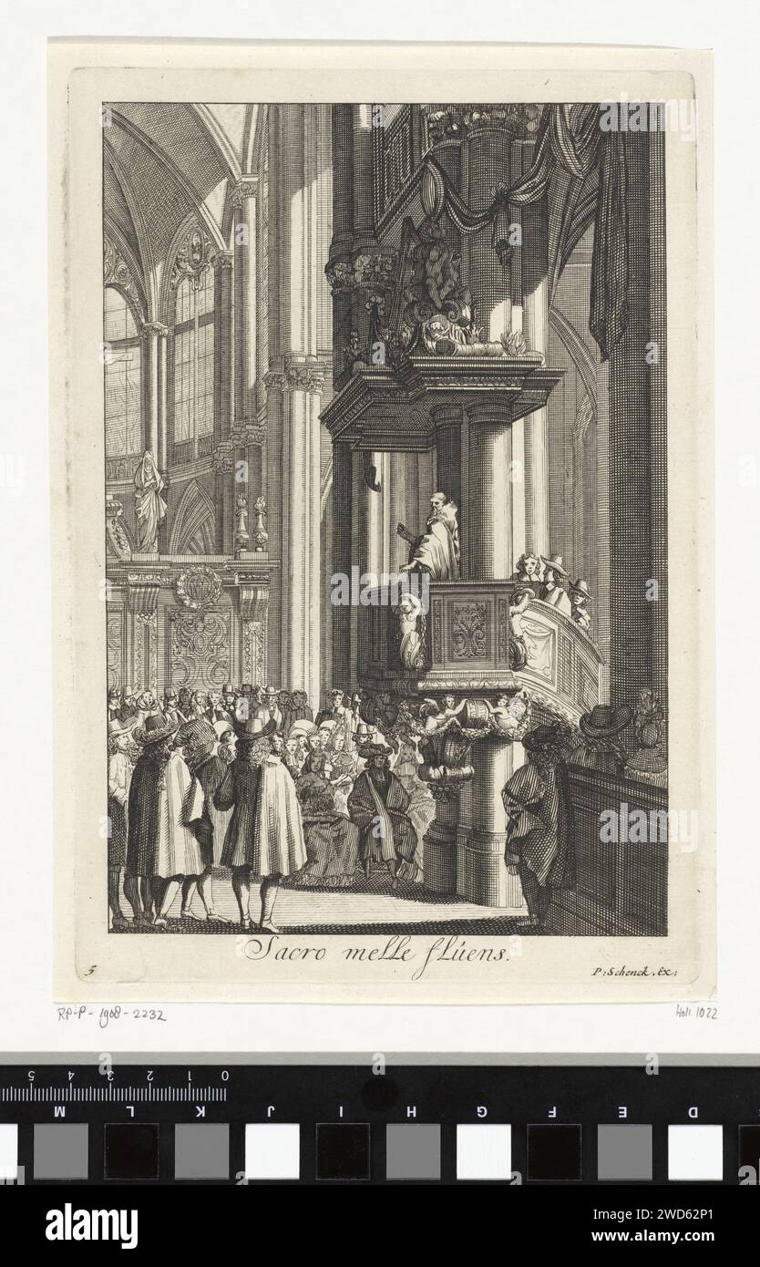 Preacher on pulpit right, anonymous, after Jean Lepautre, 1675 - 1711 ...