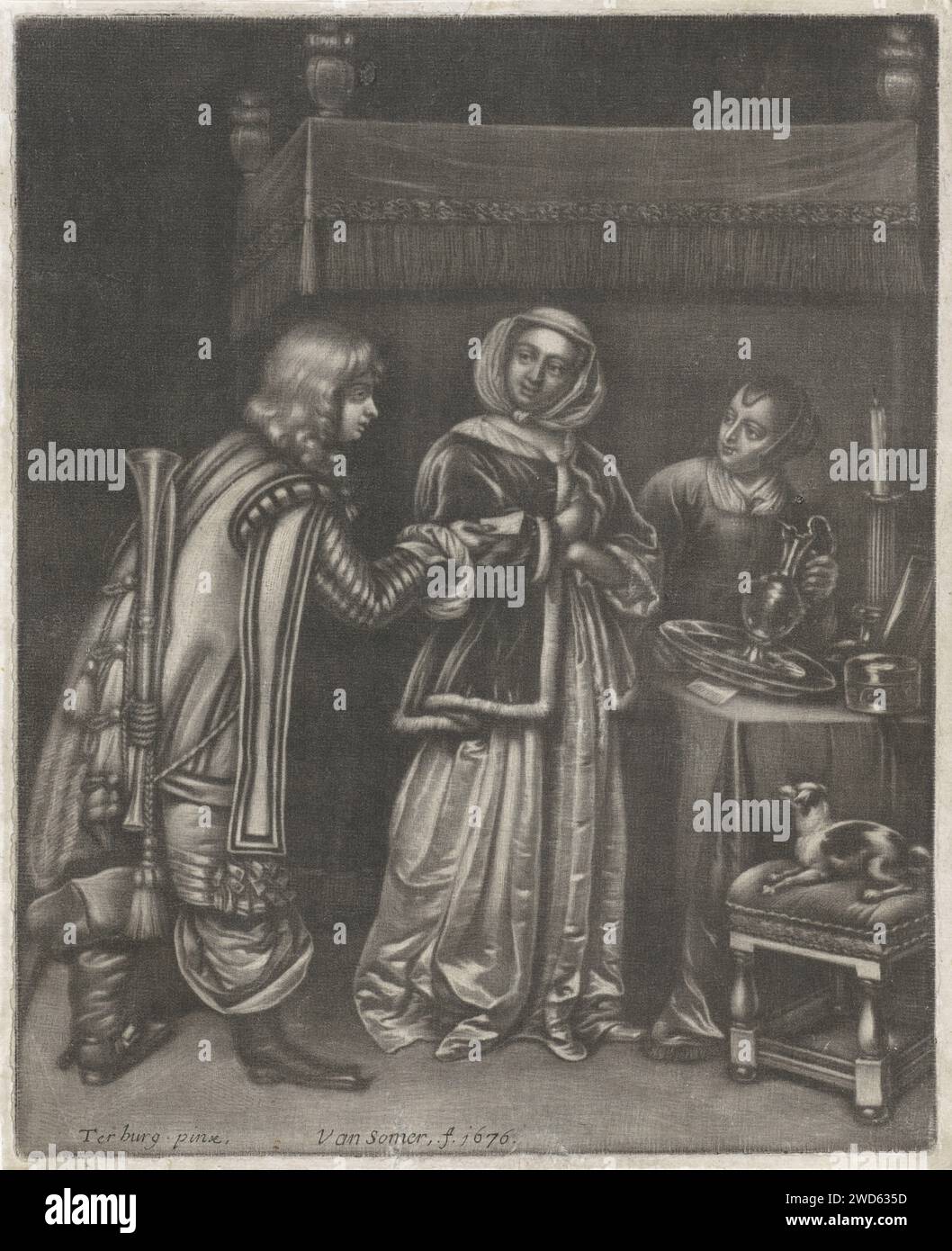 Letter refused, Jan van Somer, after Gerard ter Borch (II), 1676 print ...