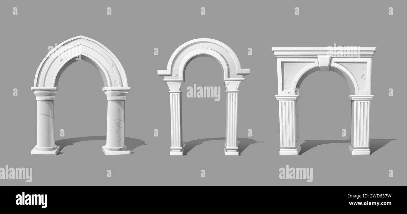 vector icon illustration. Whitte antique stone greek archs ...