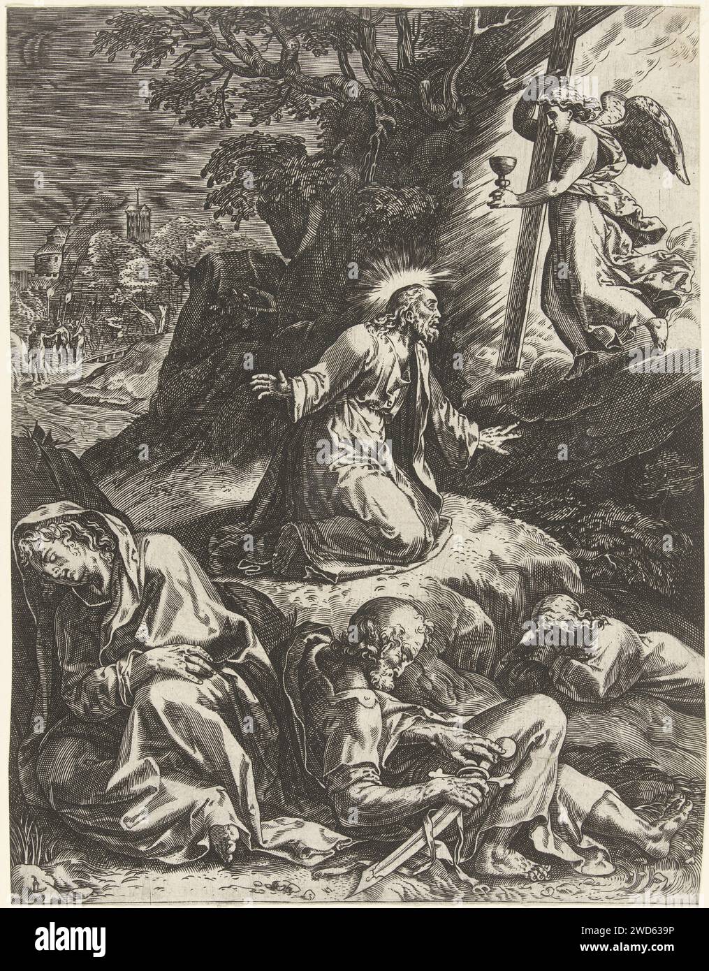Christ on the Olives Mount, Anonymous, After Cornelis Cort, After ...
