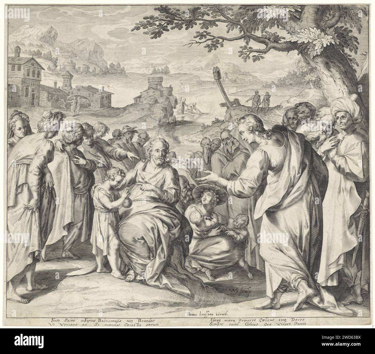 Christ blesses the children, Willem Isaacsz. Van Swanenburg, 1603 - 1652 print Christ is in the ...