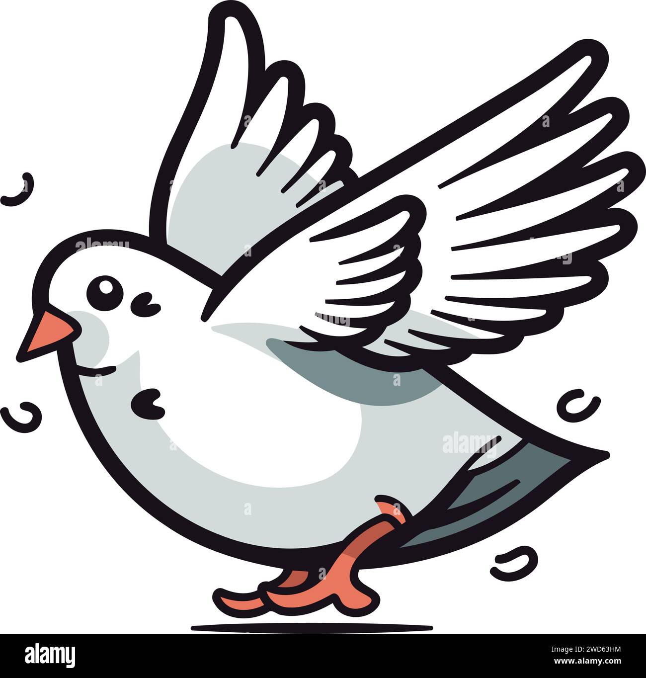 Pigeon flying isolated on white background. Vector cartoon illustration ...