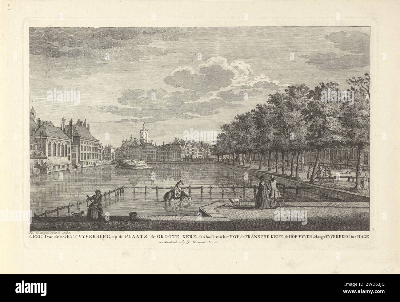 View of the Hofvijver in The Hague, Paulus Constantijn La Fargue, 1764 ...