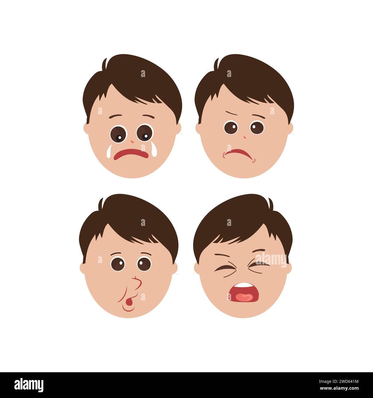 Cute little boy facial expressions. Vector of kid faces illustration ...