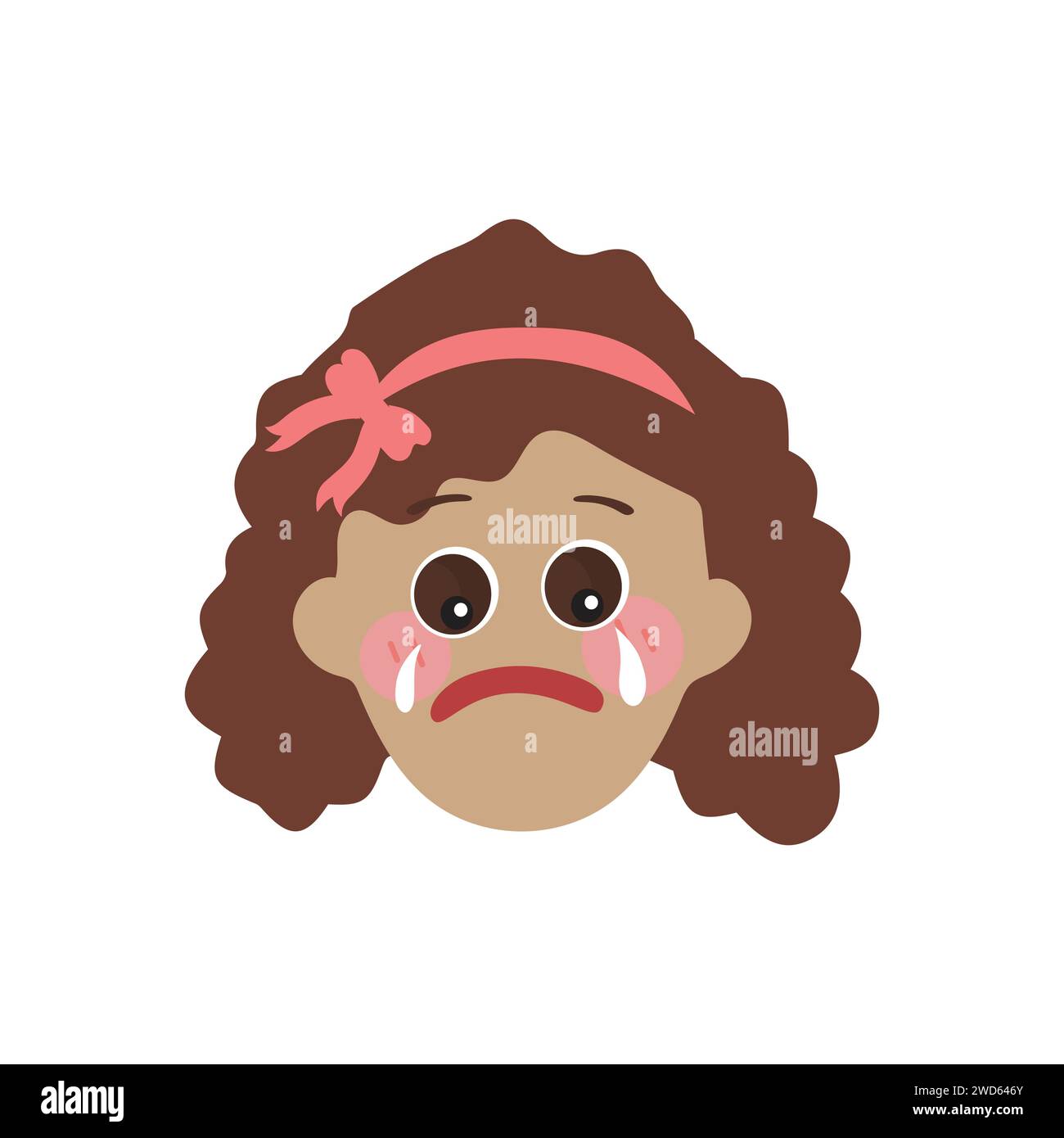 Little girl face expression, set of cartoon vector illustrations ...