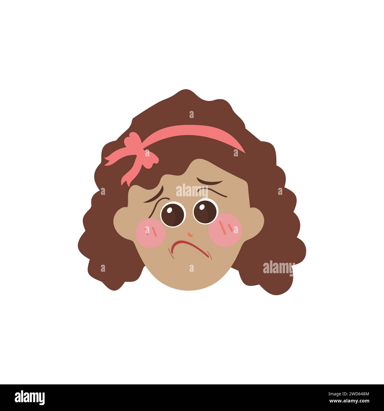 Little girl face expression, set of cartoon vector illustrations ...