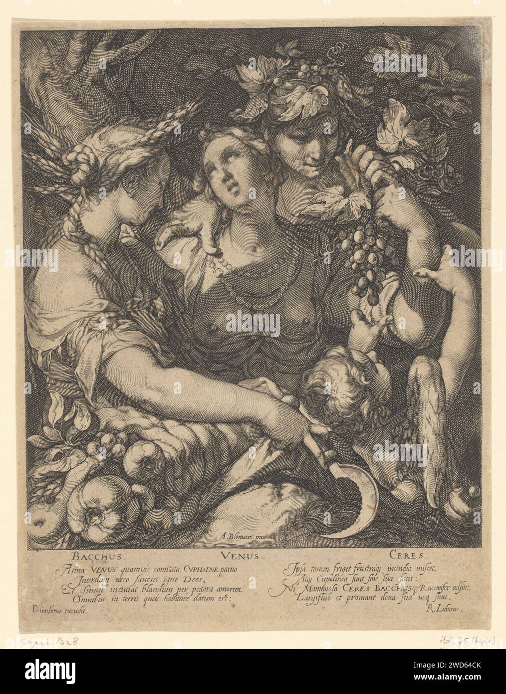 Venus, Bacchus a Ceres, Anonymous, After Jan Saenredam, After Abraham Bloemaert, 1575 - 1651 ...