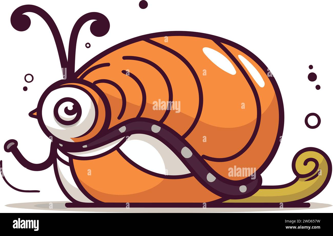 Cartoon snail isolated on white background. Vector illustration in flat ...