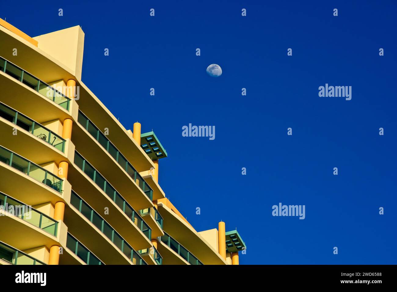 Contemporary mid-rise residential condominium building roofline set ...
