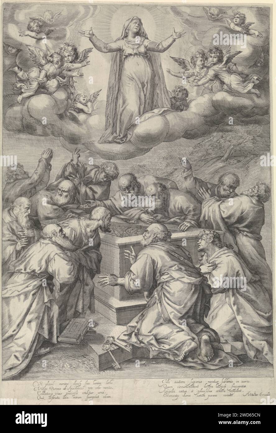 Ascension of Maria, Anonymous, After Jacob Matham, After Taddeo Zuccaro ...