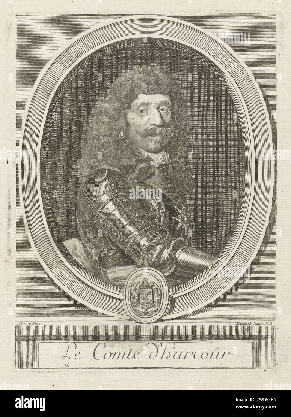 Portret van Henri de Lorraine, Gerard Edelinck, after Pierre Mignard ...