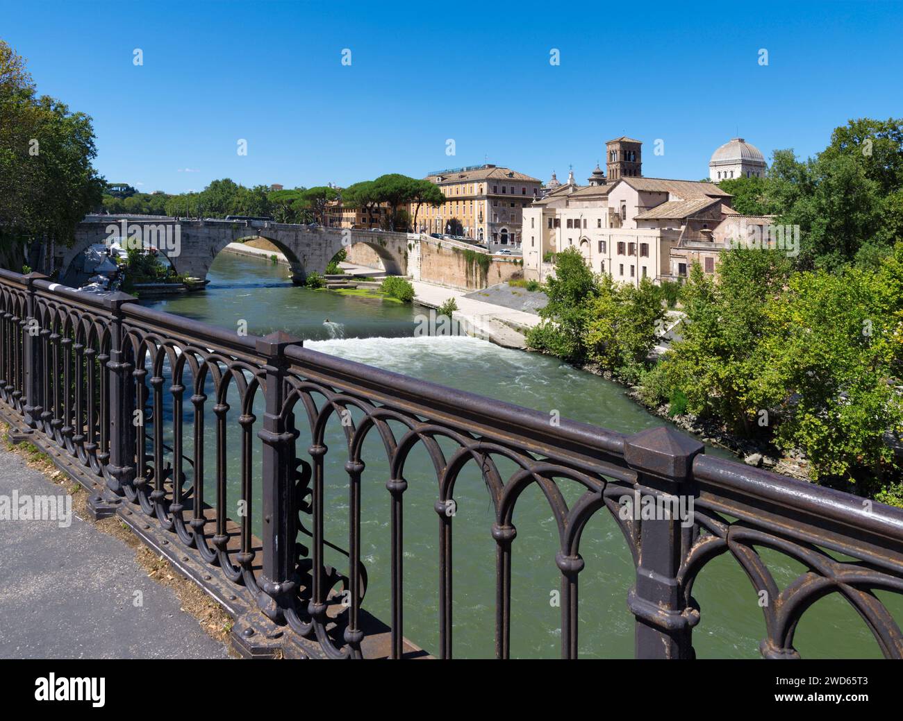 Rome - The Isola Tiberiana - Tiberian Island with the Ponte Cestio ...