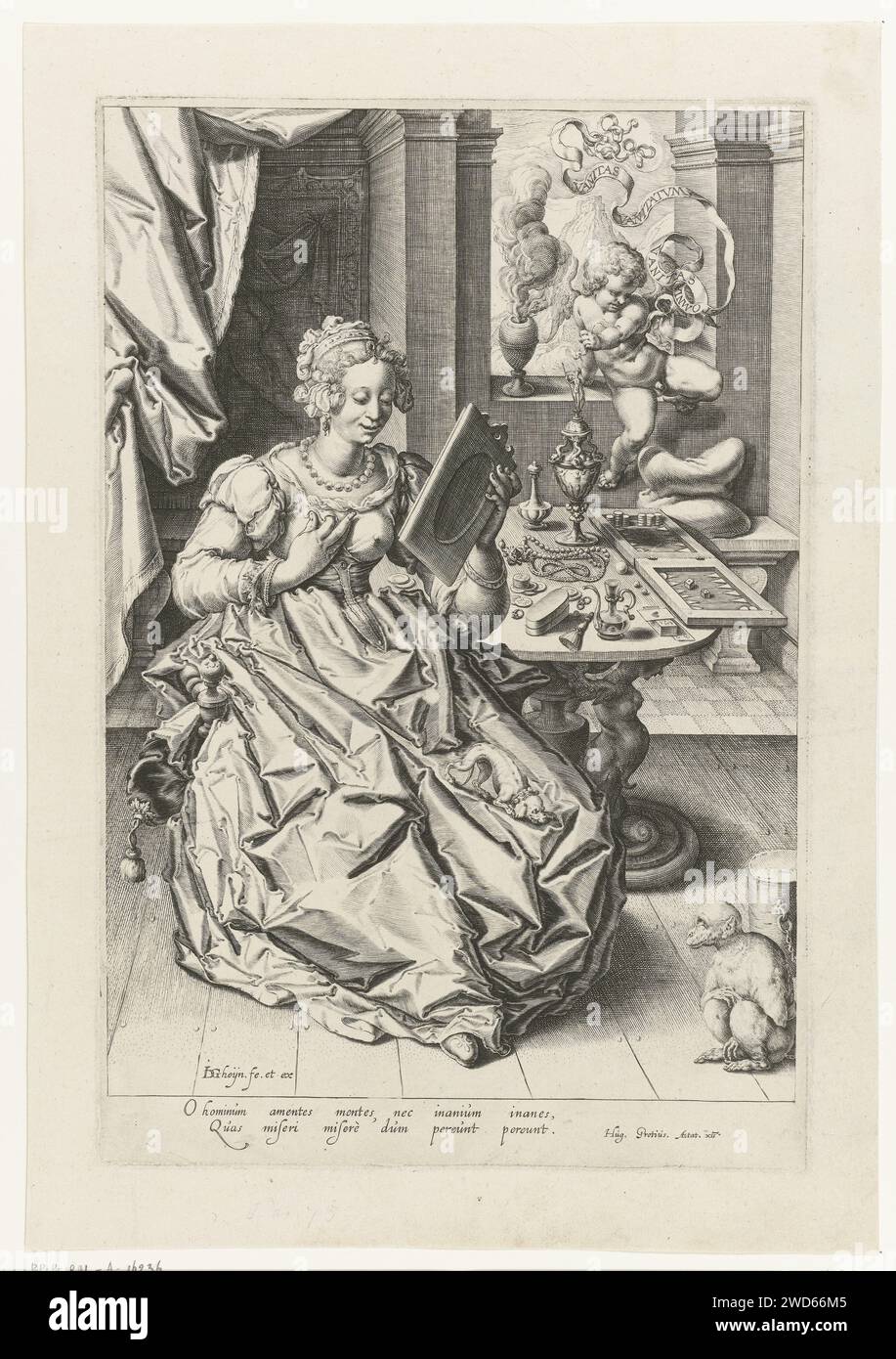 Allegory on the vanity (young lady with mirror and putto), Jacques de ...