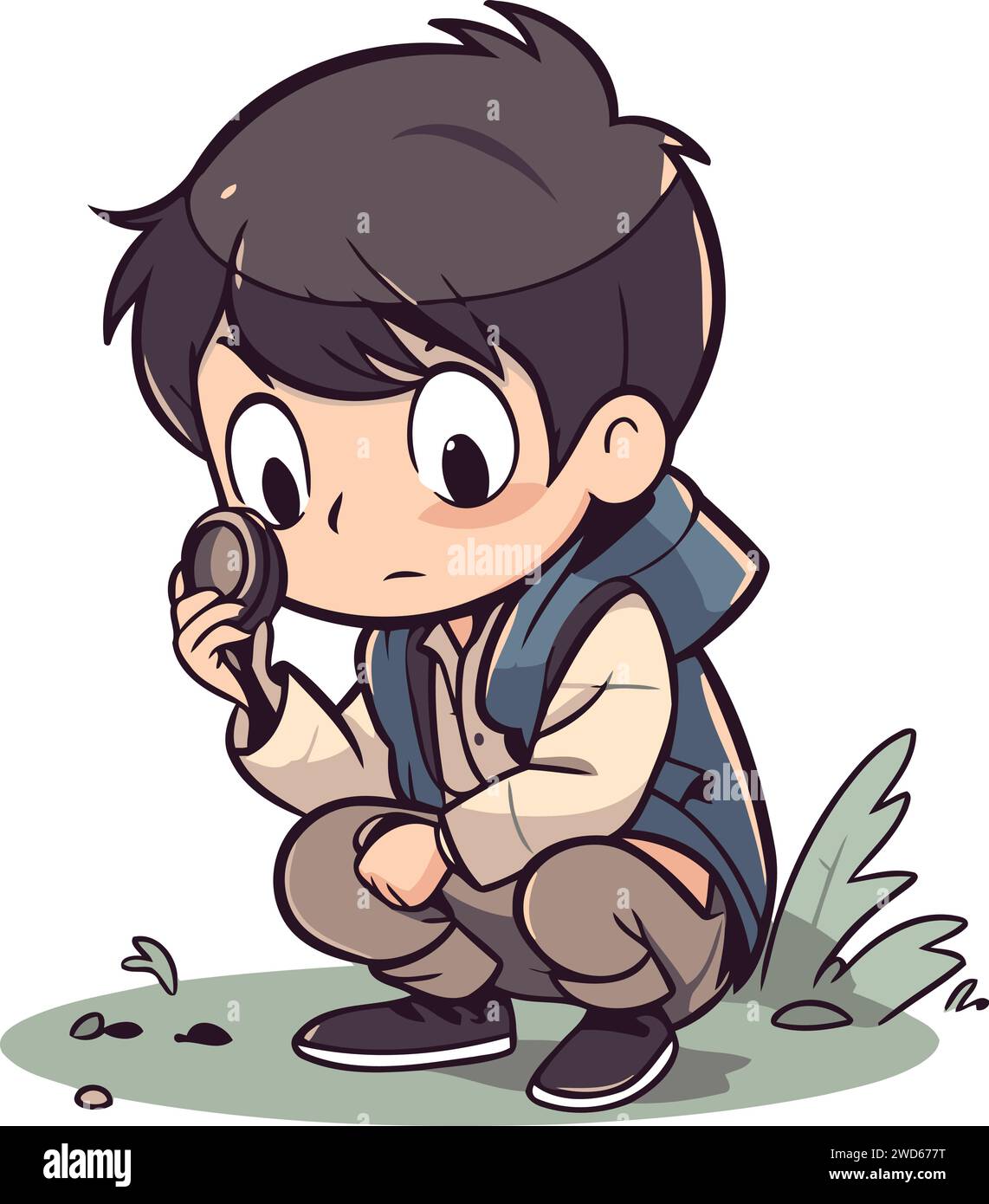 Child using magnifying glass Cut Out Stock Images & Pictures - Alamy