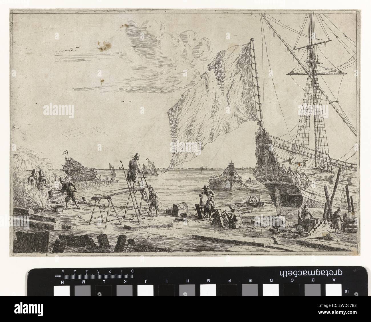 Three large sailing ships under construction hi-res stock photography ...