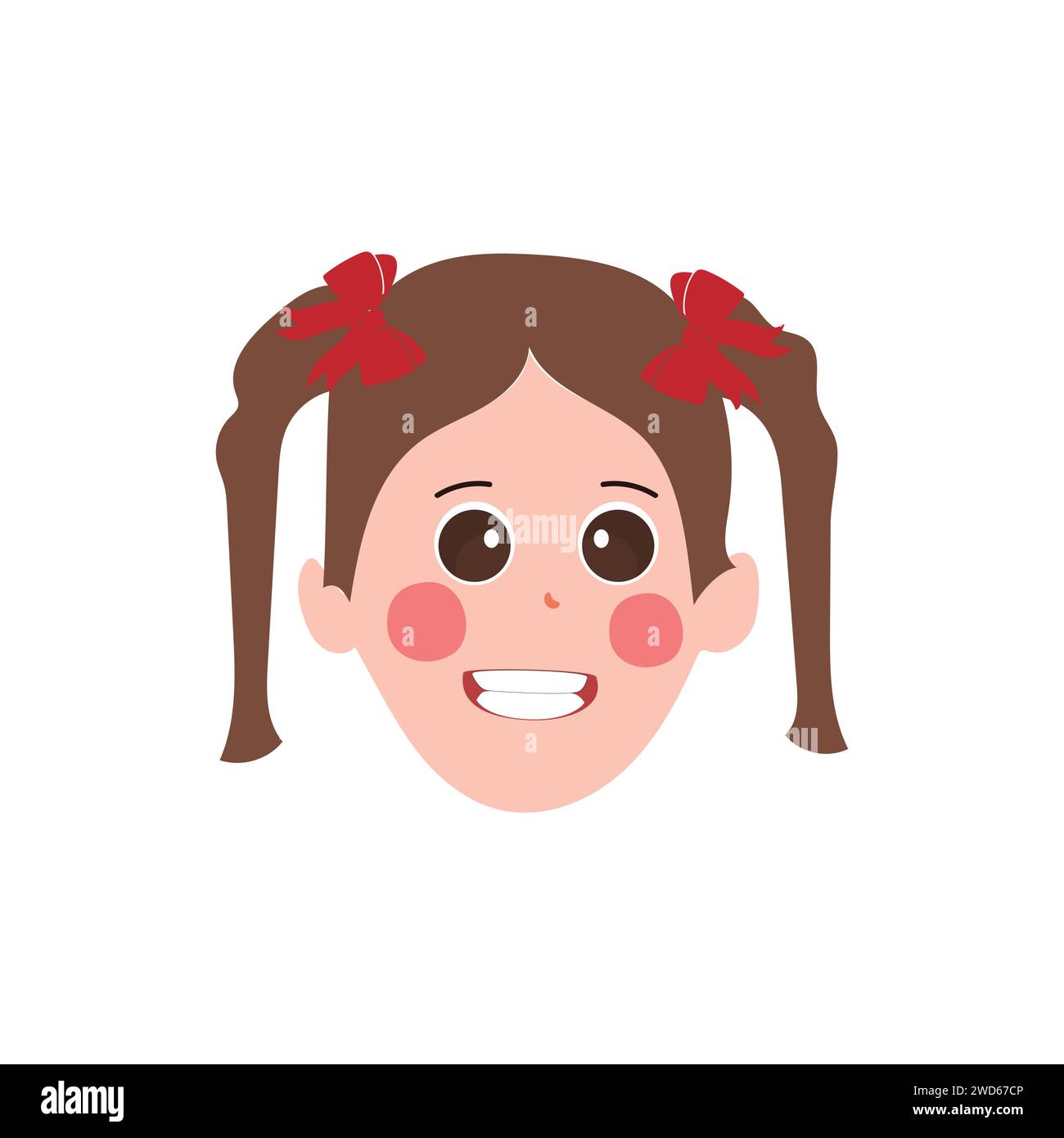 Little girl face expression, set of cartoon vector illustrations ...