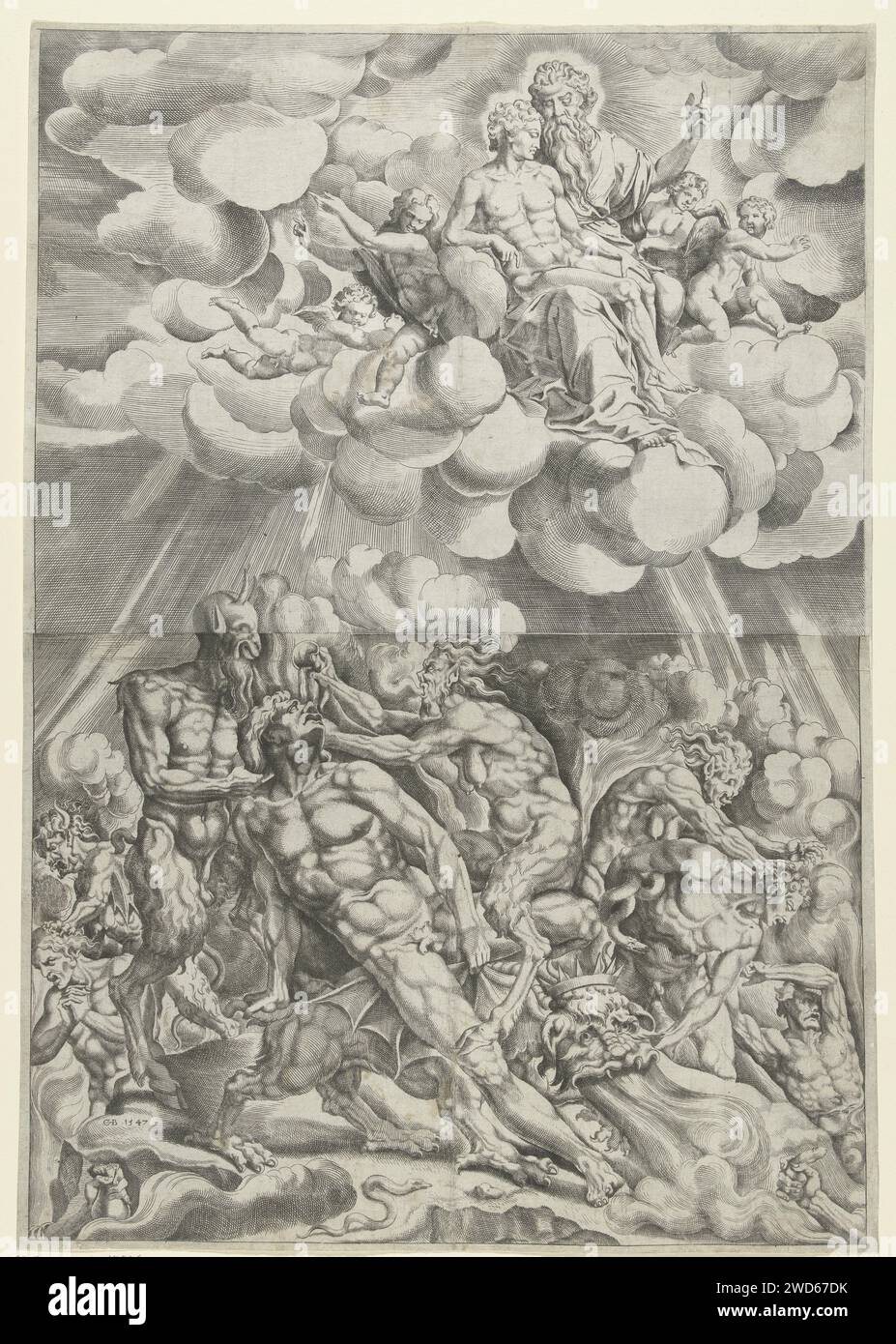 Lazarus in Abrahams shot and the rich man in hell, Cornelis Bos, after ...