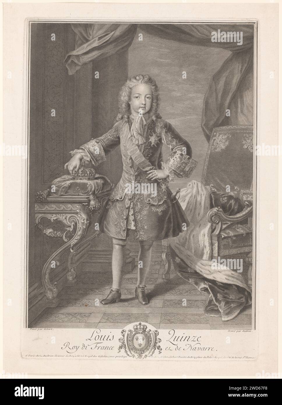Portrait of Lodewijk XV, Jean Audran, After Pierre Gobert, 1677 - 1756 ...