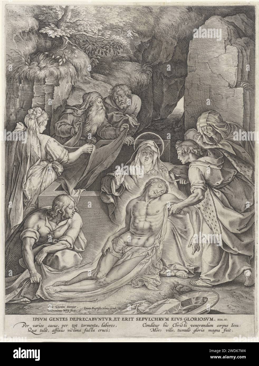 Grave of Christ, Hieronymus Wierix, After Otto van Veen, 1563 - Before 1611 print Christ is ...