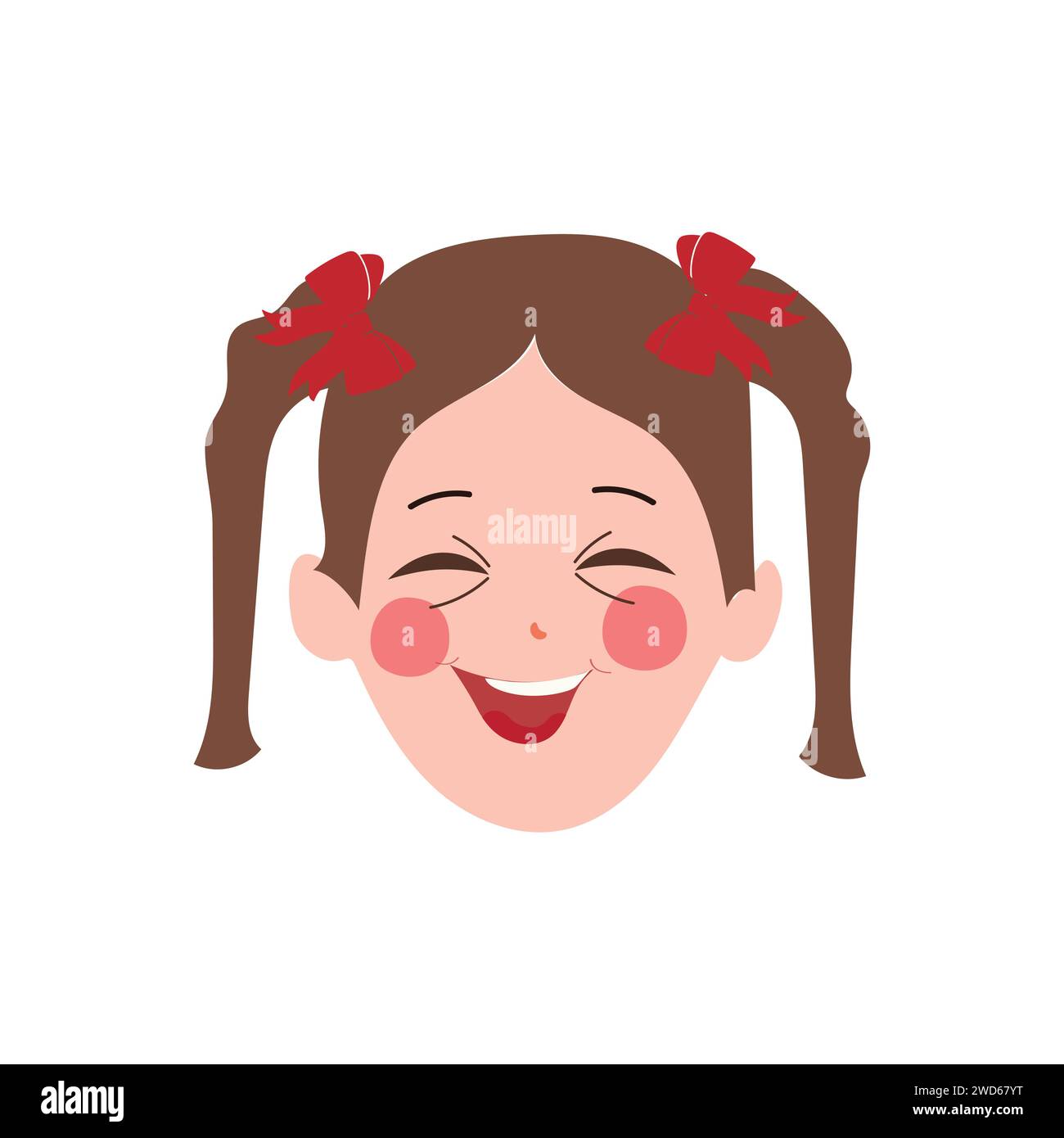 Little girl face expression, set of cartoon vector illustrations ...