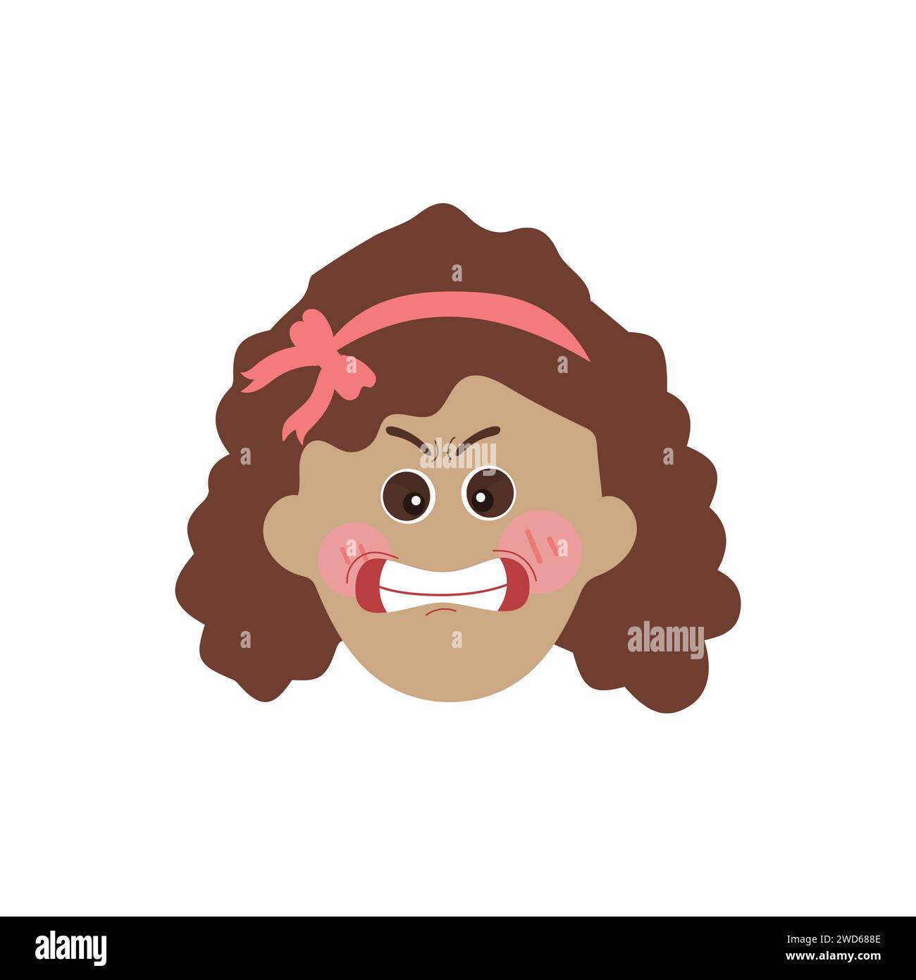 Little girl face expression, set of cartoon vector illustrations ...