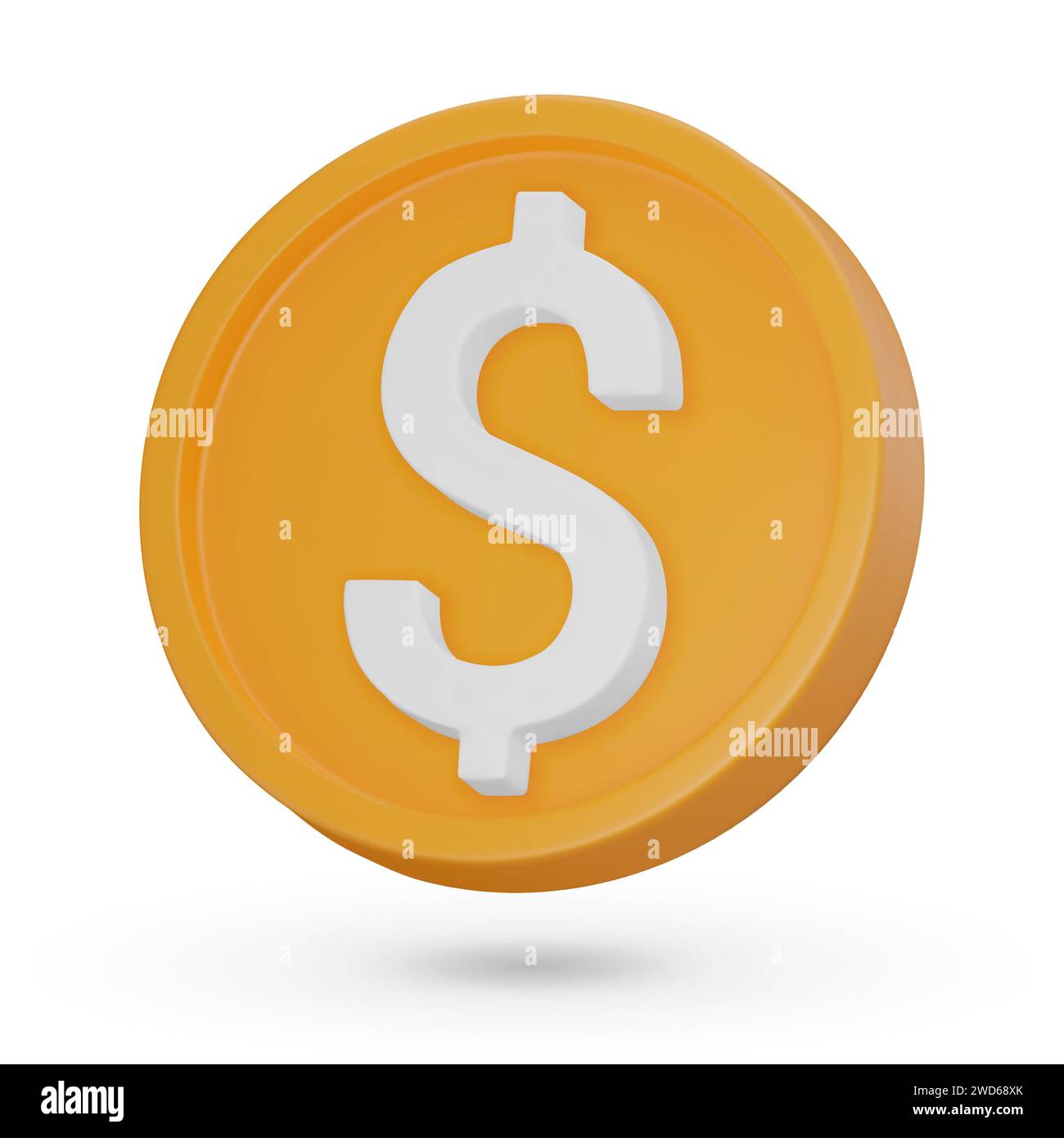 3D coin. The American dollar. Currency symbol, 3D icon. Vector sign ...