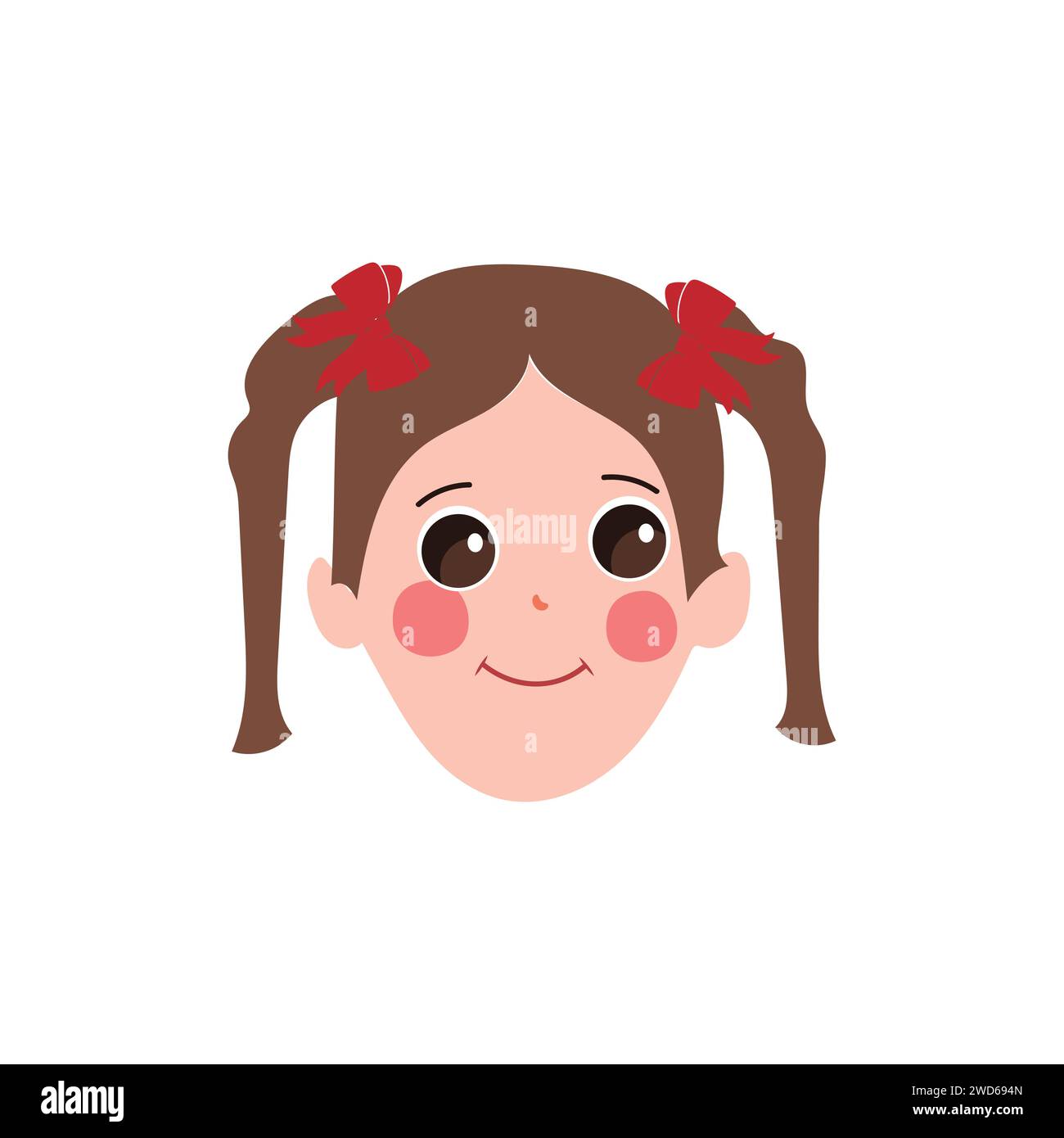 Little girl face expression, set of cartoon vector illustrations ...