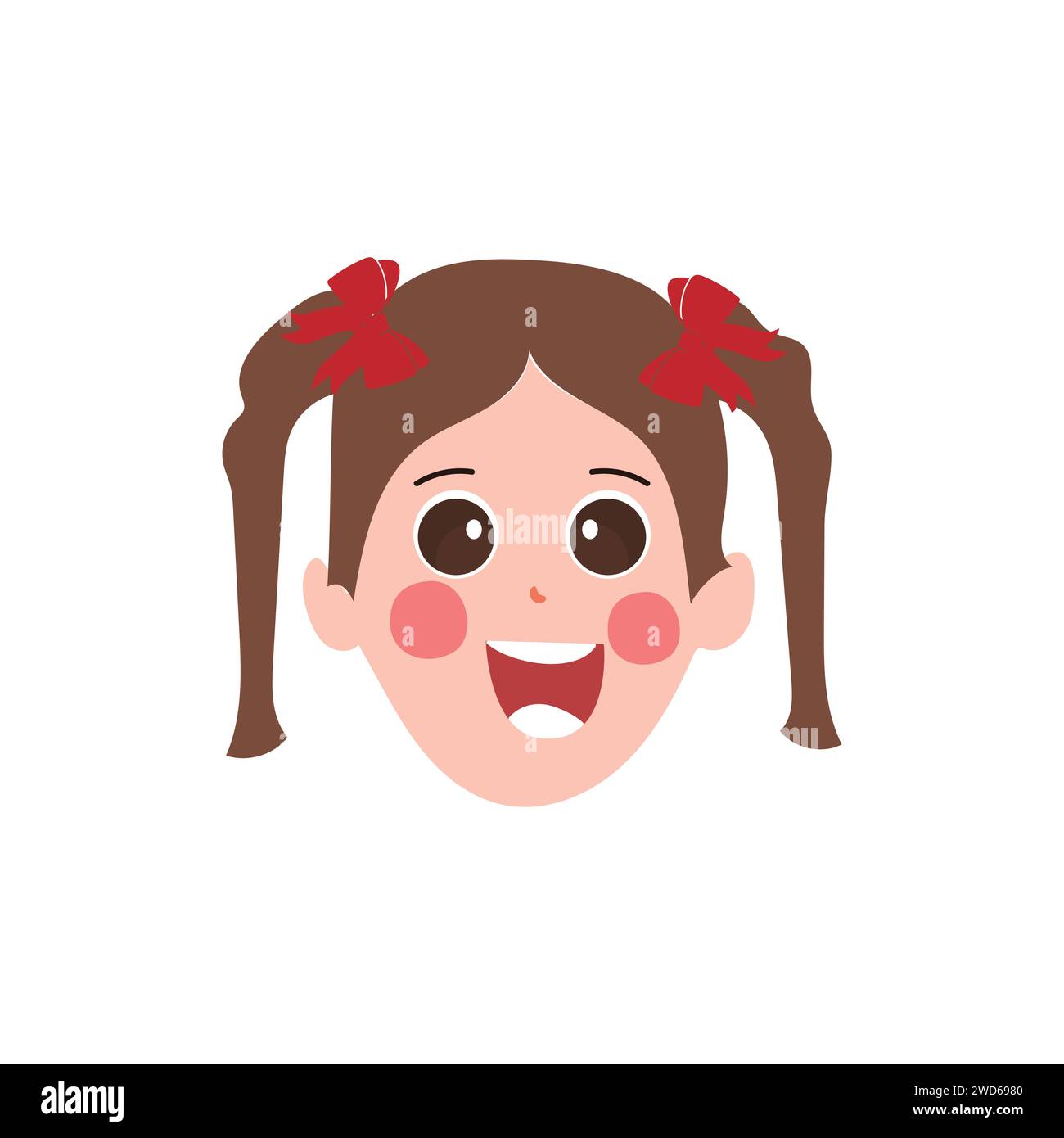 Little girl face expression, set of cartoon vector illustrations ...