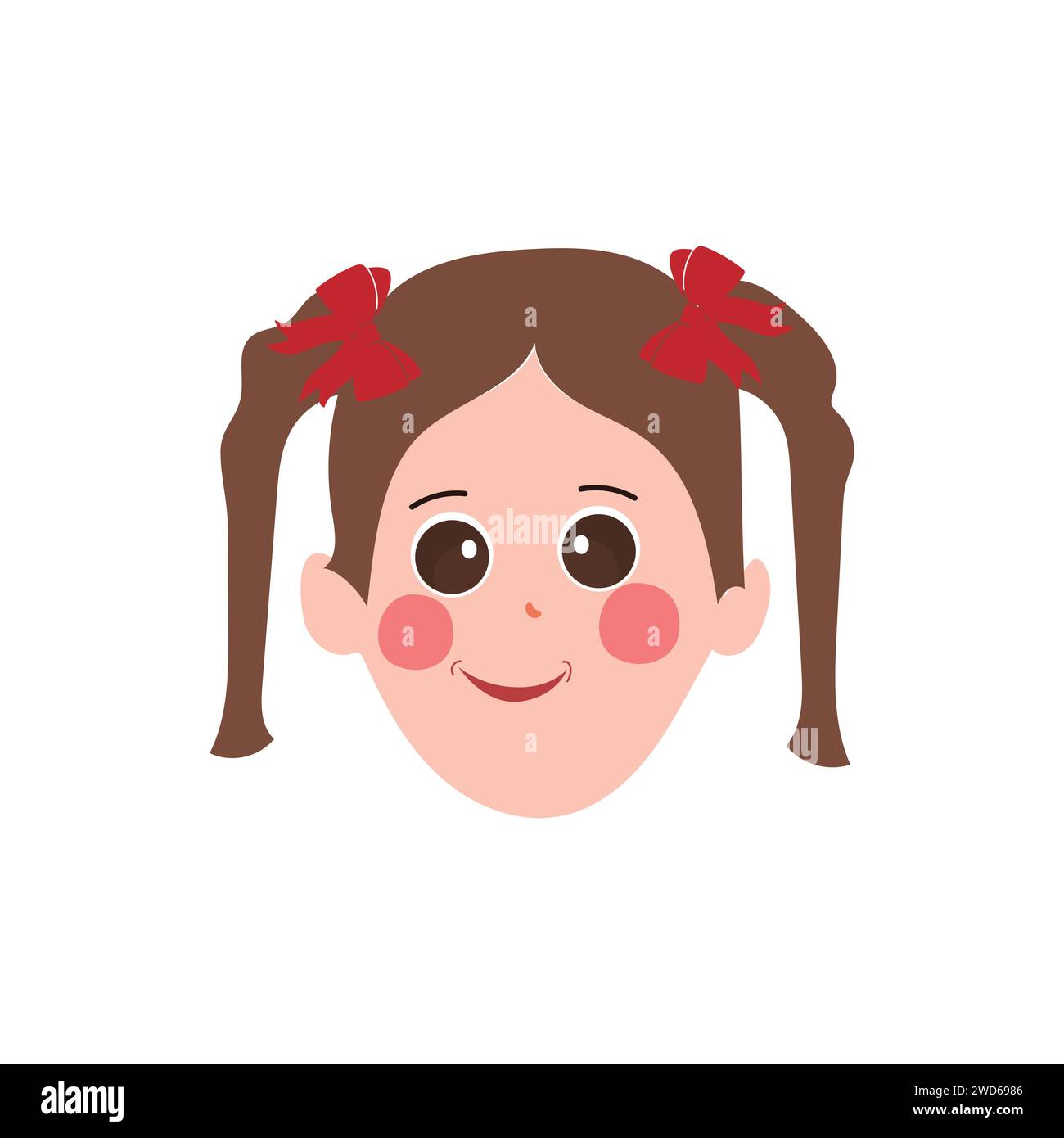Little girl face expression, set of cartoon vector illustrations ...