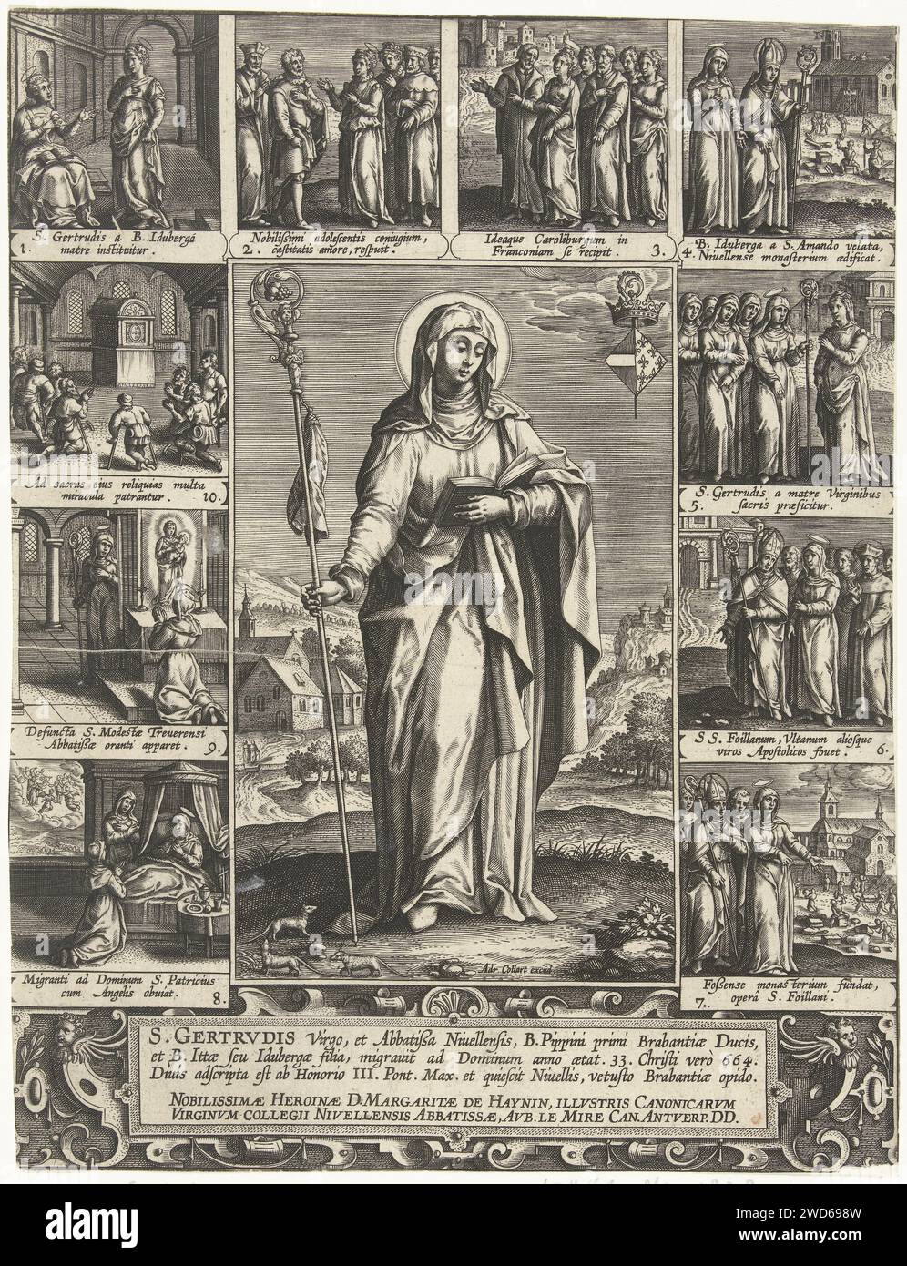 Holy Geertrui, Adriaen Collaert, 1604 - 1618 print The Holy Geertrui ...