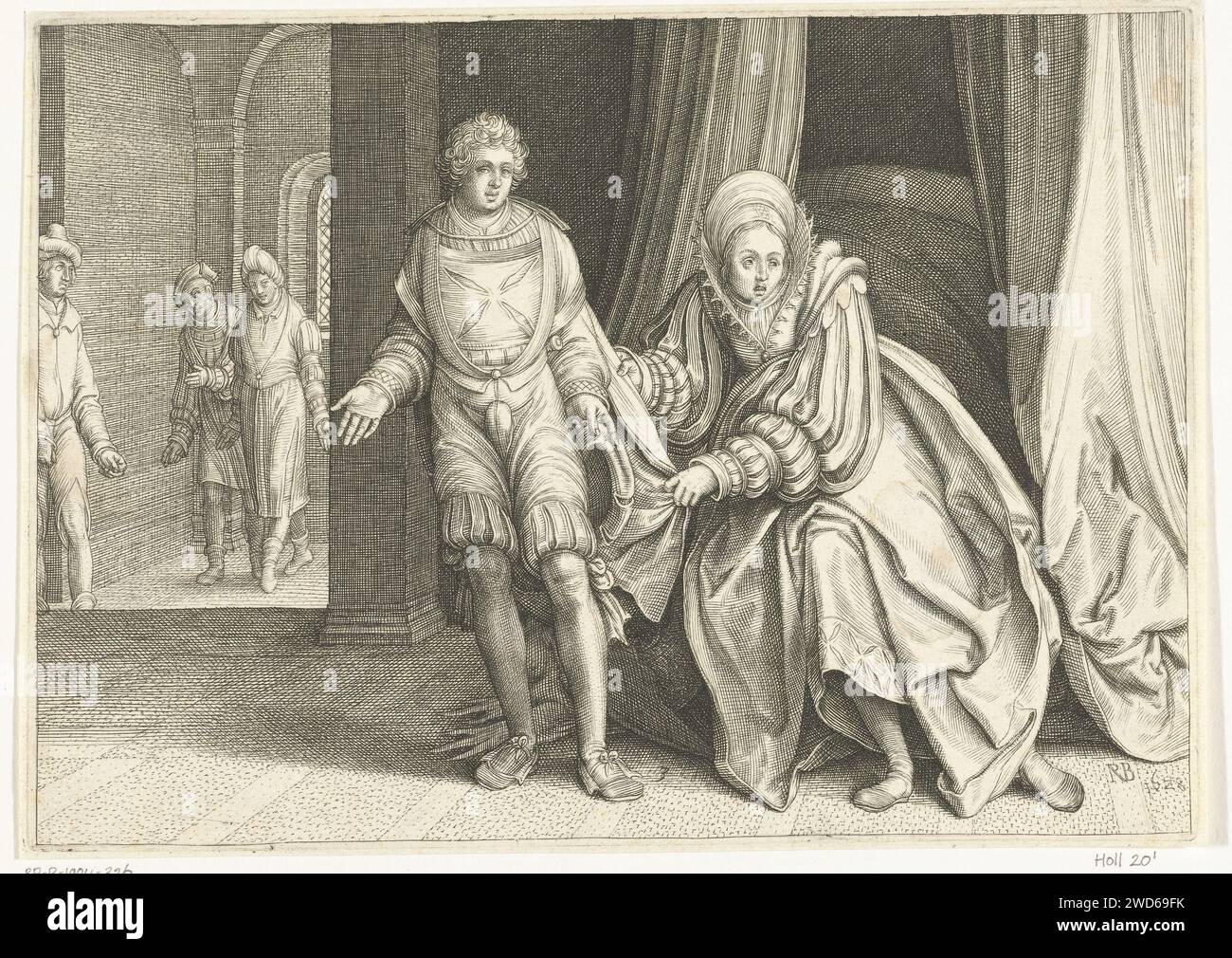 Joseph and the wife of Potifar, Nicolaes de Bruyn, 1628 print Potifar's ...