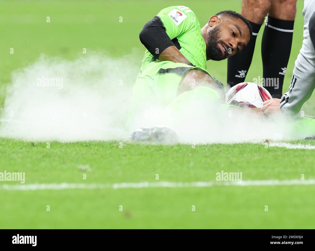 Doha, Qatar. 18th Jan, 2024. Goalkeeper Khalid Eisa of United Arab ...