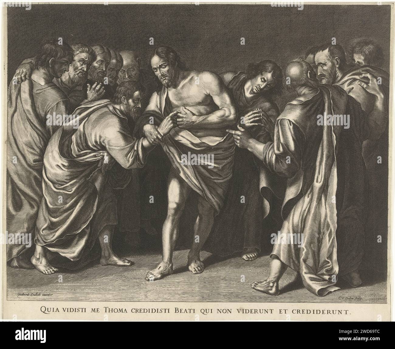 Unbelieving Thomas touches Christ's wound, Cornelis van Dalen (I ...