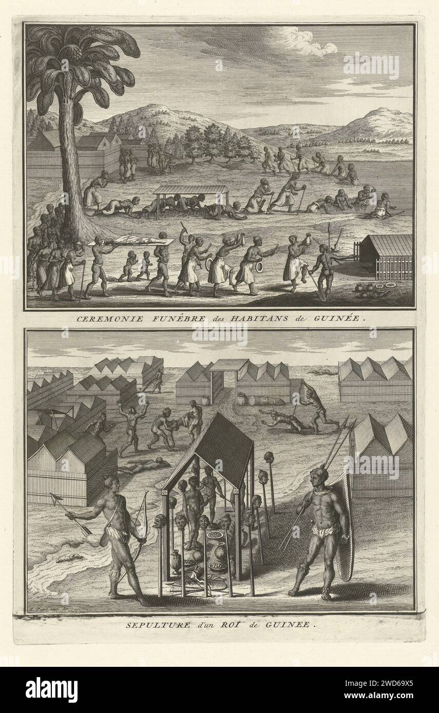 Funeral rituals in Guinea, Bernard Picart (workshop of), 1723 print ...