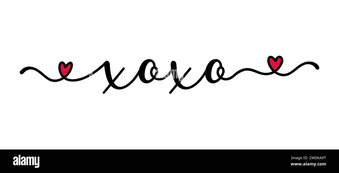 XOXO quote as banner or logo, hand sketched. Funny Valentines love ...