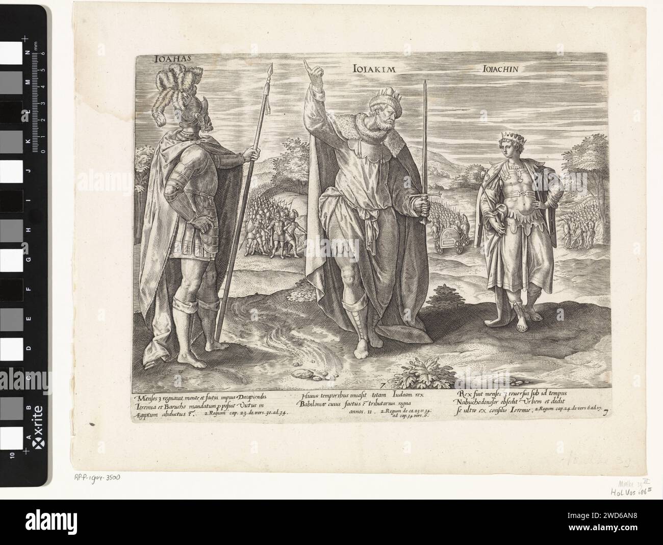 Joachaz, Jojakim and Jojachin, Maerten de Vos, 1643 print The kings ...