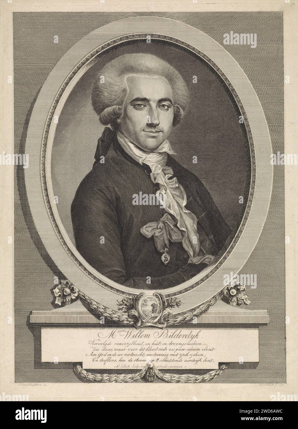 Portrait of Willem Bilderdijk, Mathias de Sallieth, after Schmidt ...