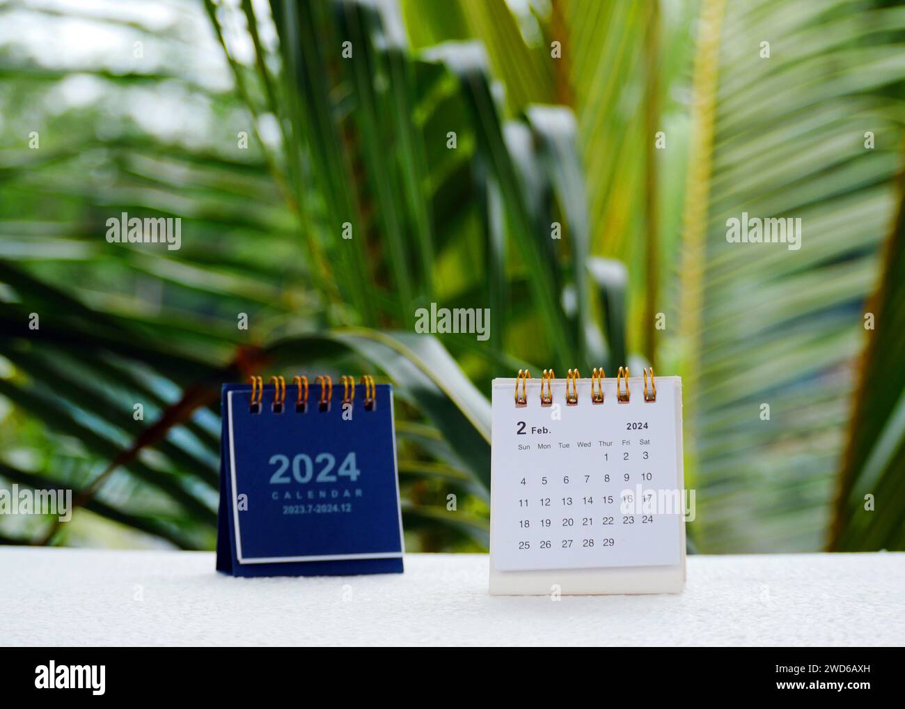 February 2024. Desk calendar for February 2024 with bokeh nature background Stock Photo - Alamy