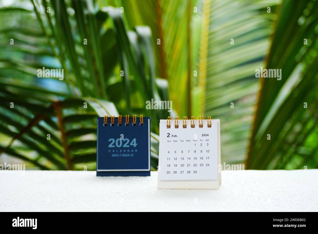 February 2024. Desk calendar for February 2024 with bokeh nature background Stock Photo - Alamy