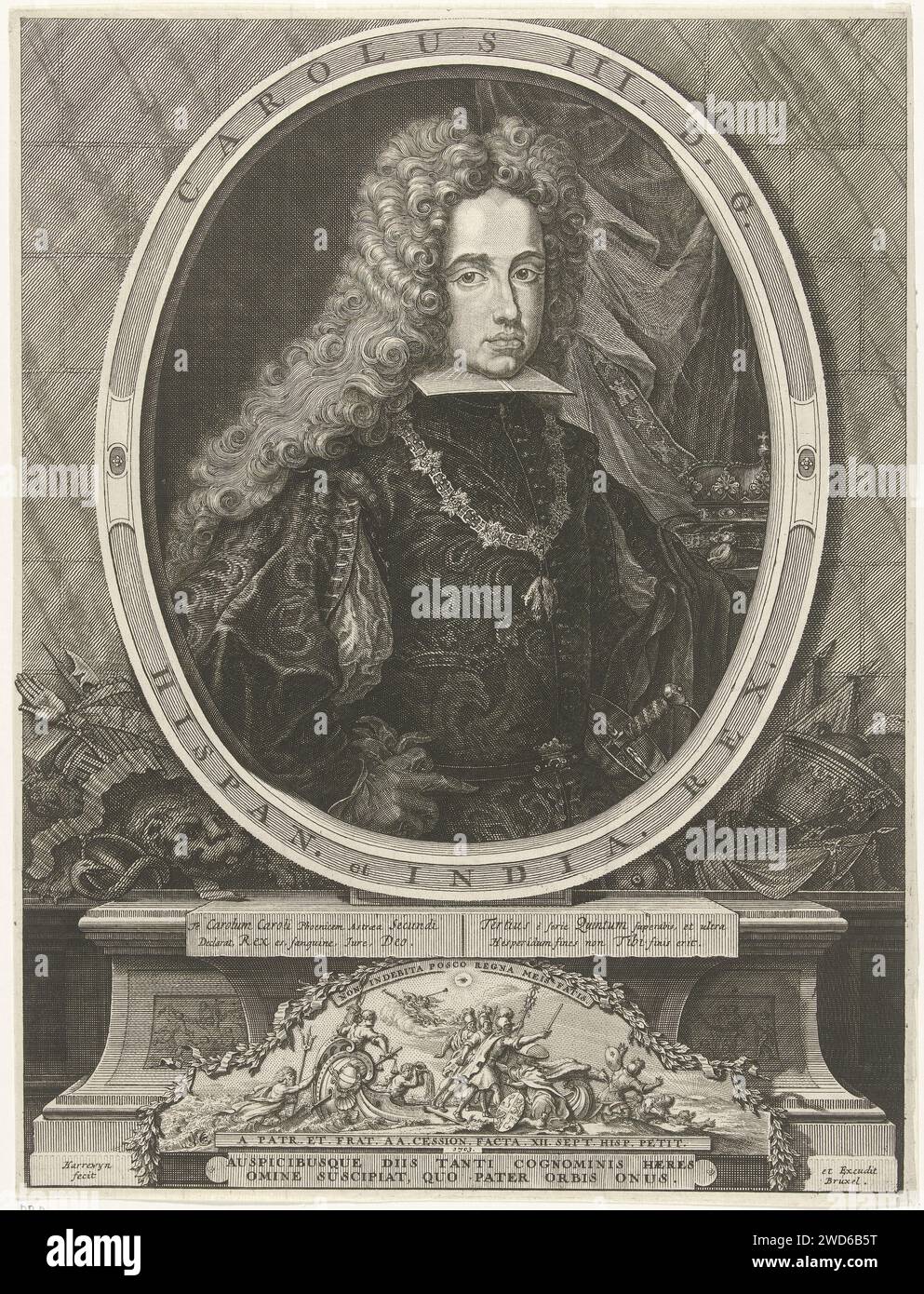 Portrait of Charles VI, German Keizer, Jacobus Harrewijn, 1703 print ...