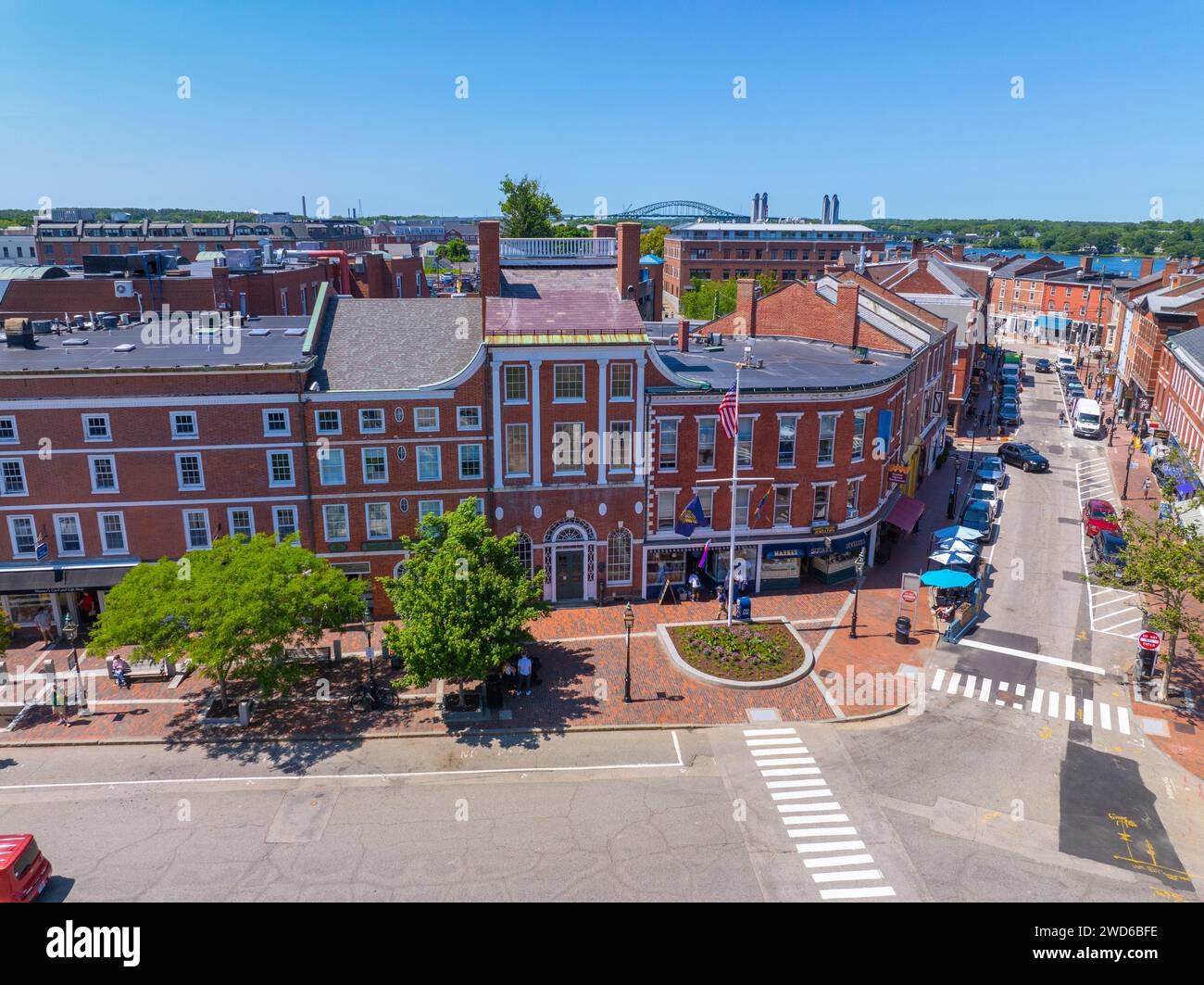 Portsmouth historic buildings aerial view at Market Square on Congress ...