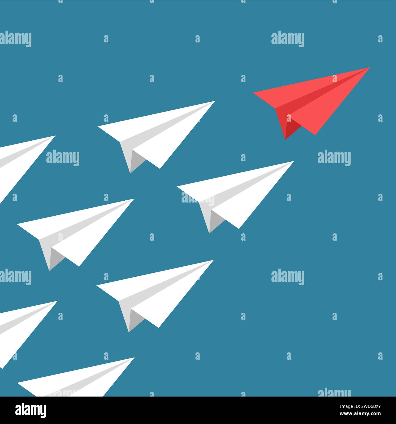 Leadership success concept paper plane fly. Lead airplane stand out of ...