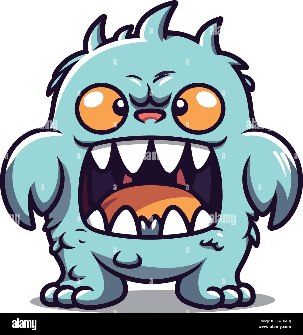 Angry cartoon monster isolated on a white background. Vector ...