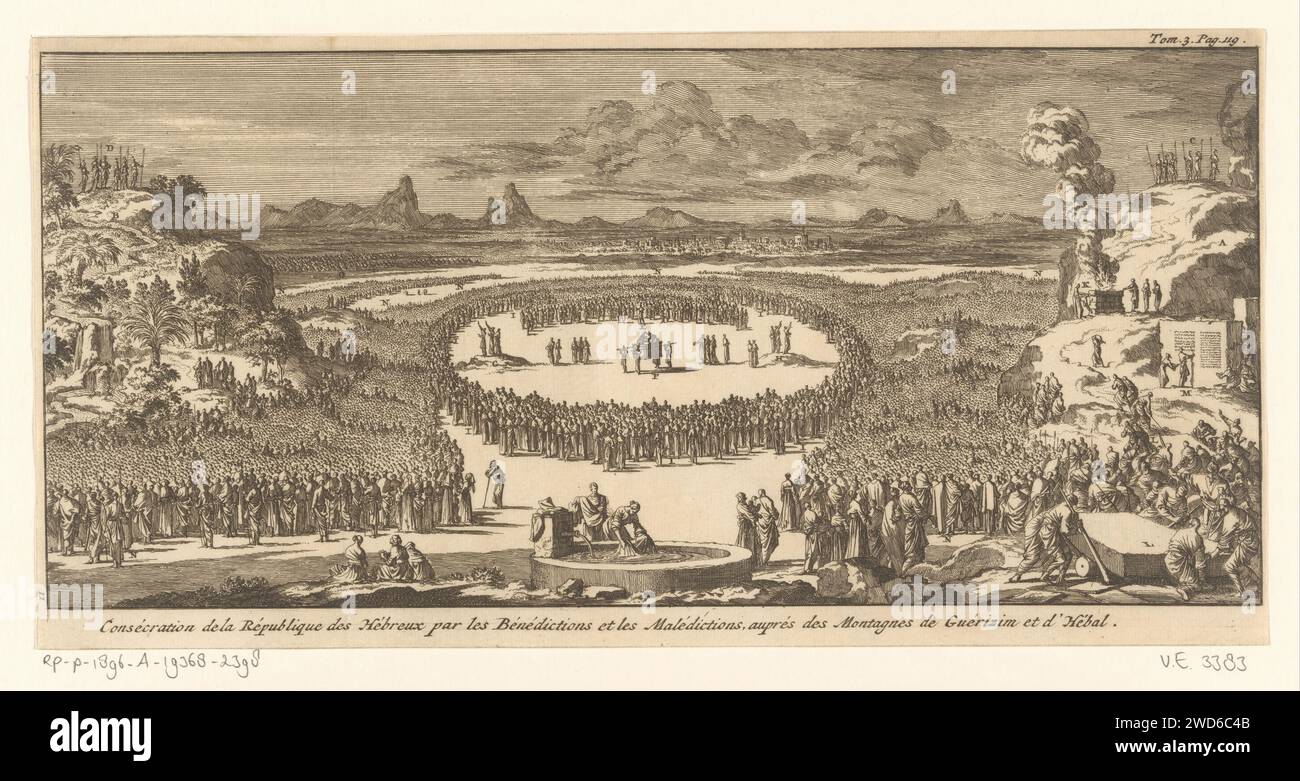 Israelites bring fire and peace offerings to the Bergen Ebal and ...