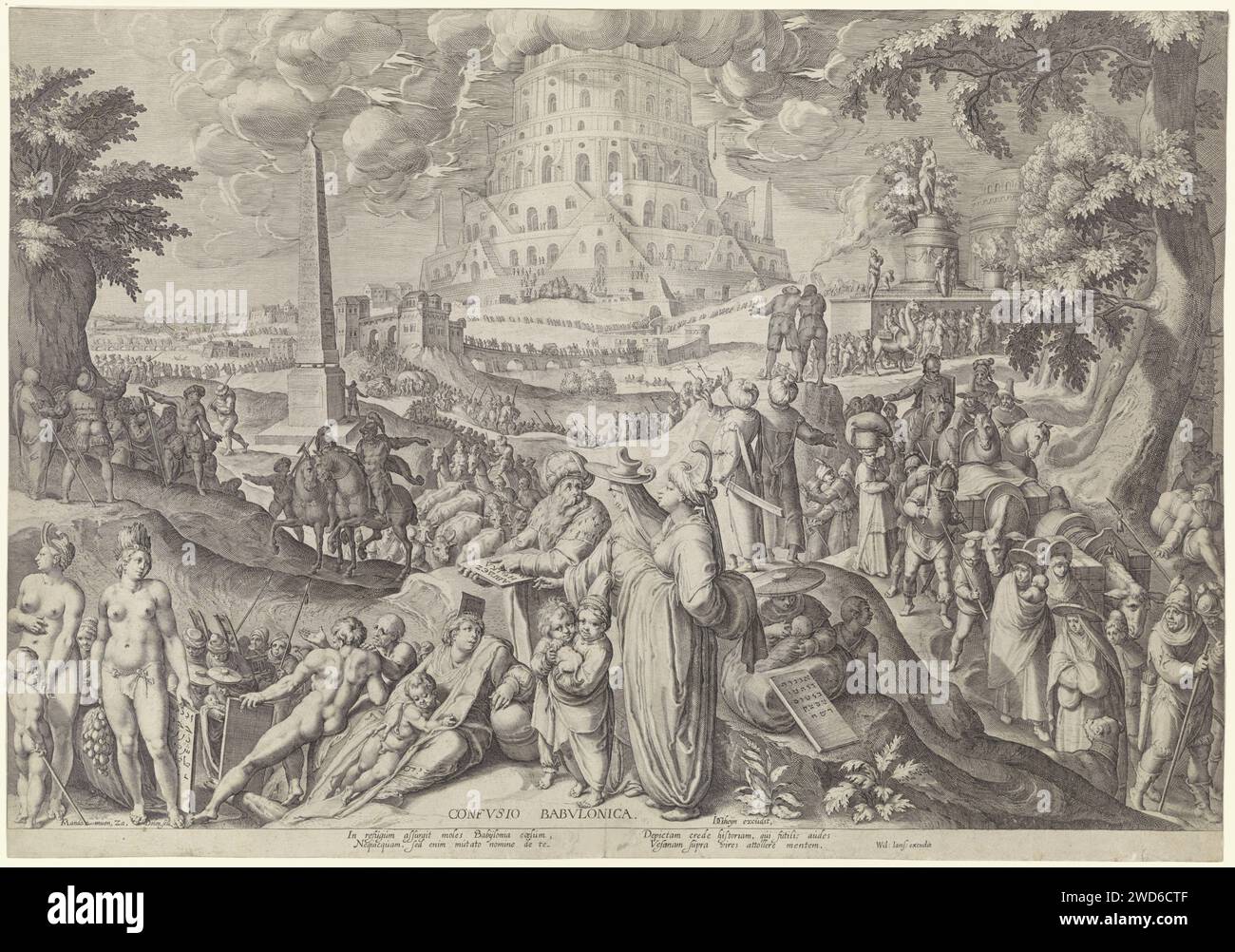 Babylonian confusion of speech, Zacharias Dolendo, After Karel van ...