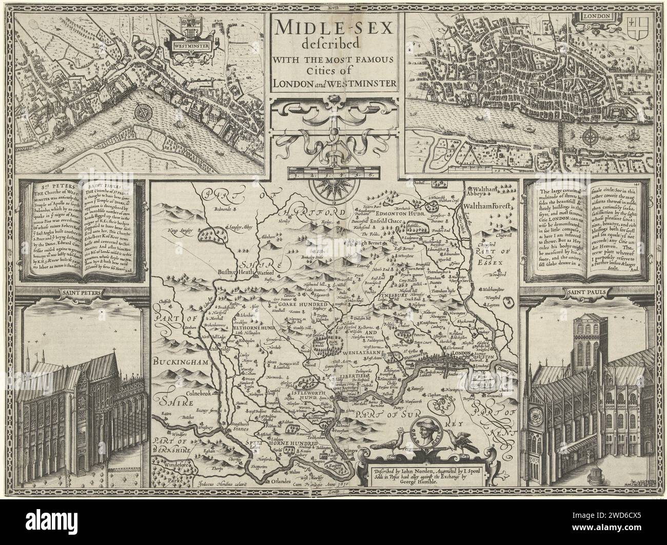 Map of Middlesex, Jodocus Hondius (I), 1610 print Map of Middlesex ...
